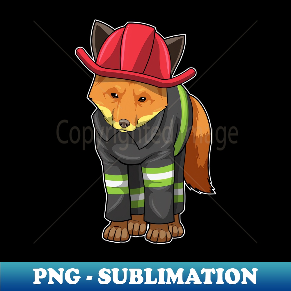 Fox as Firefighter with Helmet - Instant PNG Sublimation Dow | Inspire ...