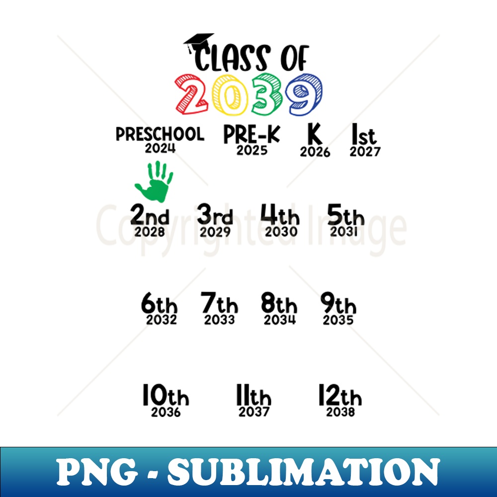 Class of 2039 Grow With Me Handprint Pre-K 12th Grade k-12 - | Inspire ...