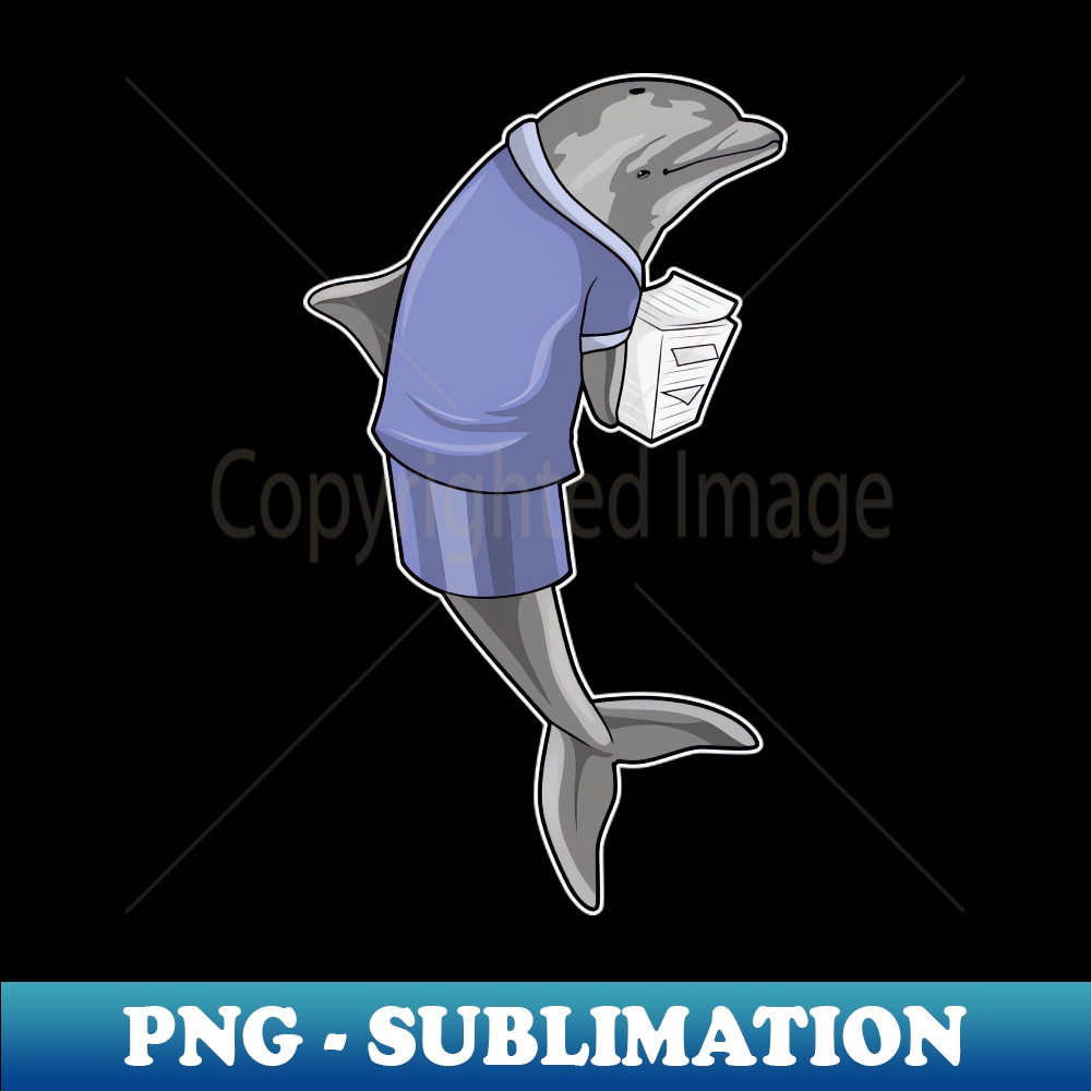 Dolphin as Secretary with Stack of paper - Digital Sublimati | Inspire ...
