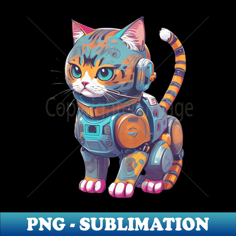 Colorful Robotic Cat - Instant PNG Sublimation Download - Br | Inspire ...