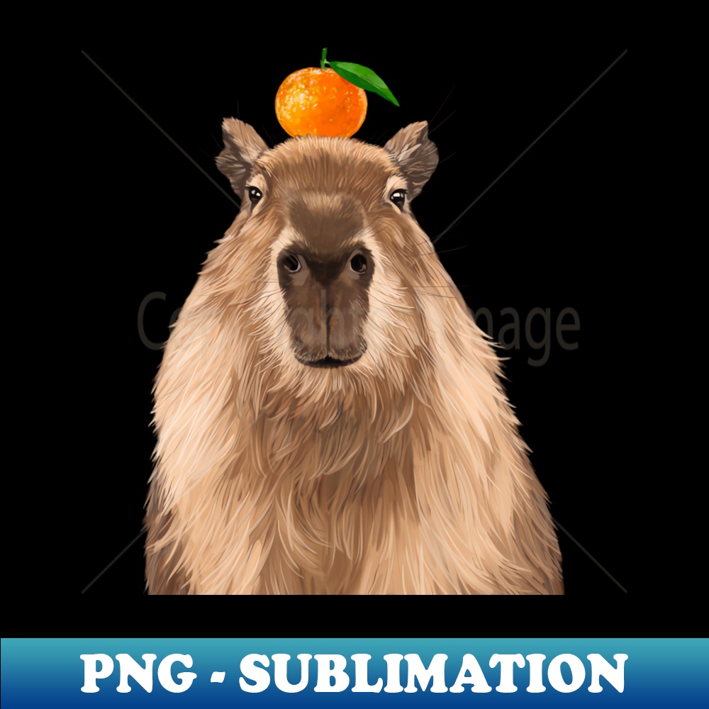 Capybara with Mandarin Orange on Head - High-Resolution PNG | Inspire ...