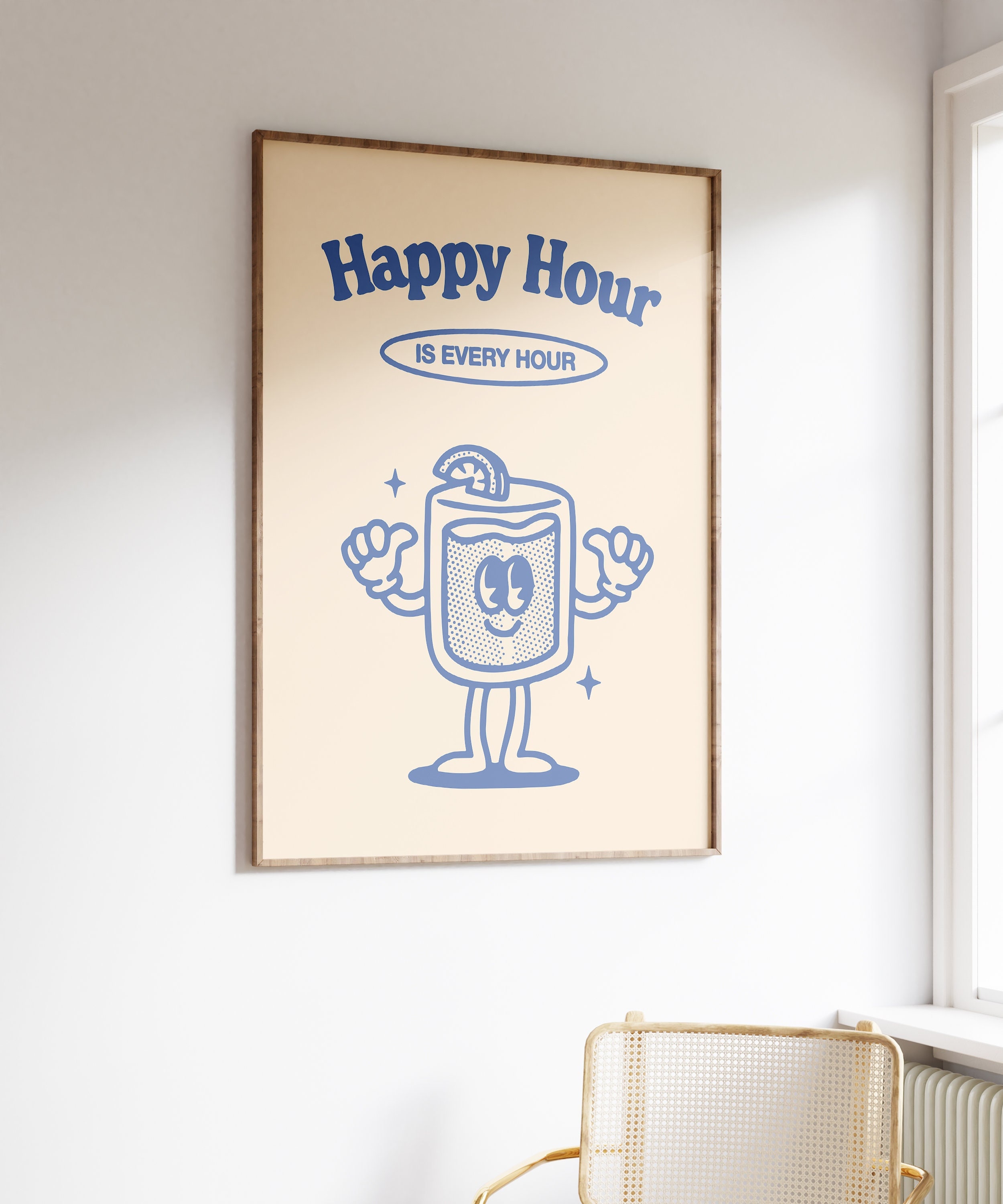 Retro Happy Hour Art, Retro Wall Art, Downloadable Wall Art, | Inspire ...
