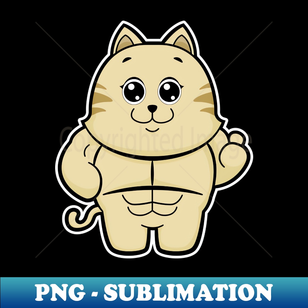 Cat as Bodybuilder with Six pack - Retro PNG Sublimation Dig - Inspire ...