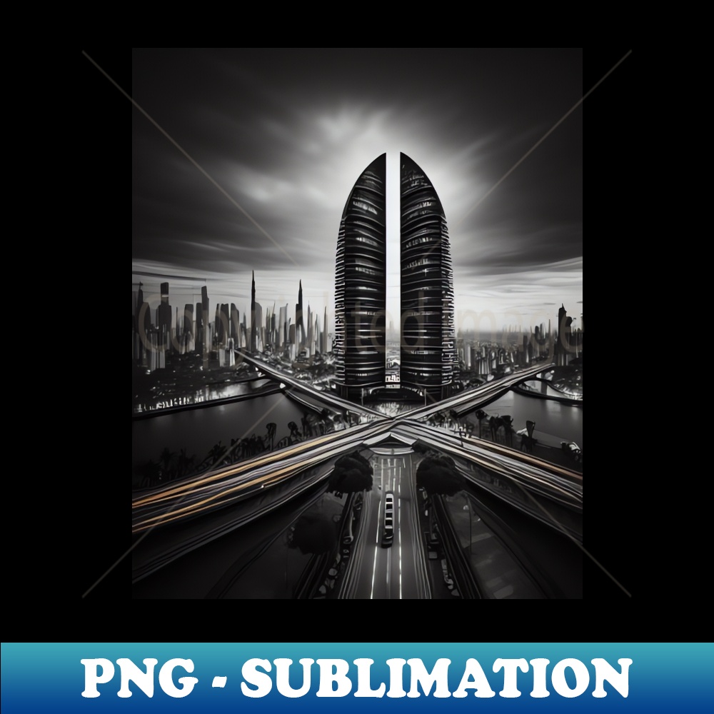 Grayscale City Ai Generated - Decorative Sublimation PNG Fil | Inspire Uplift