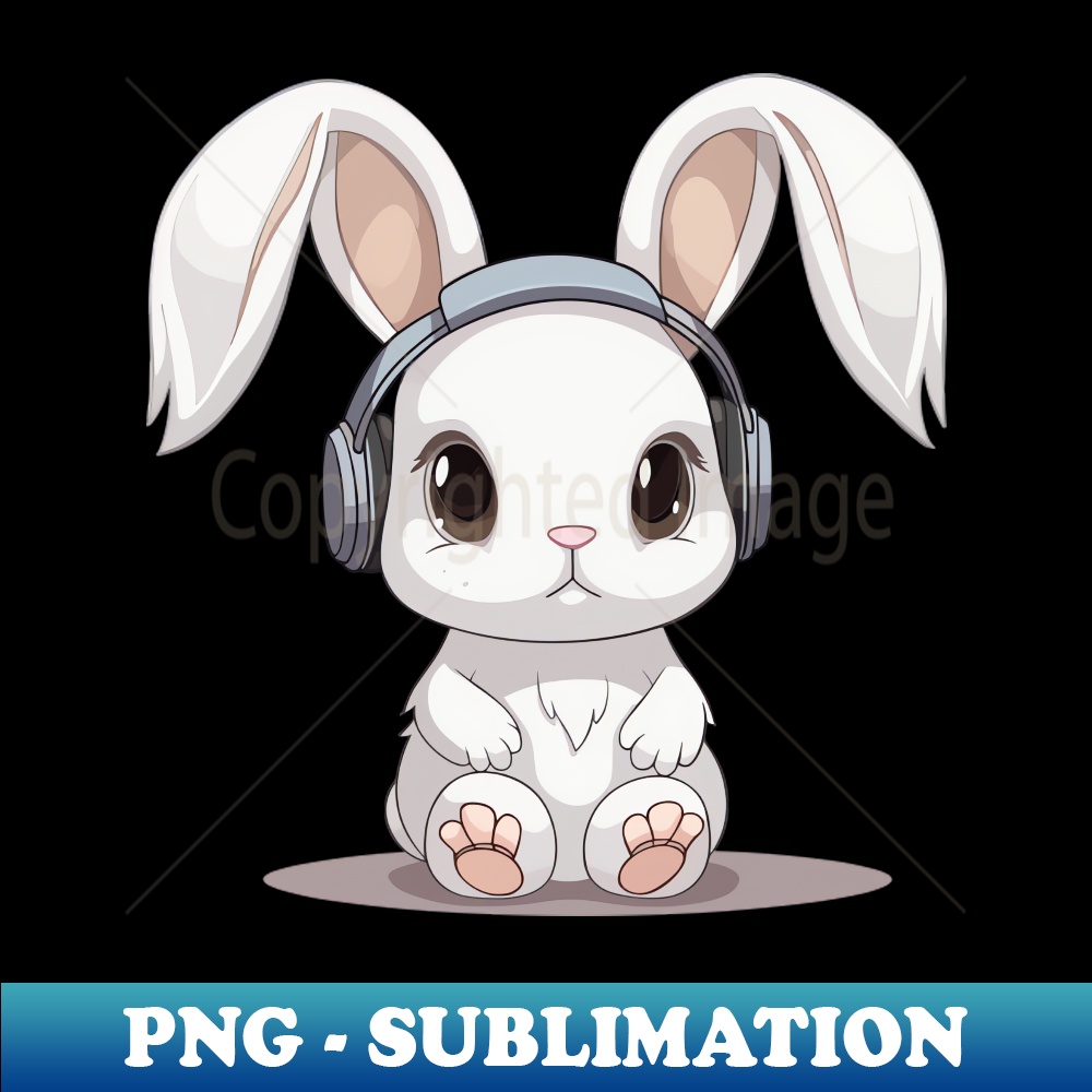 Baby Bunny Rabbit wearing headphones Cute Kawaii - Unique Su | Inspire ...