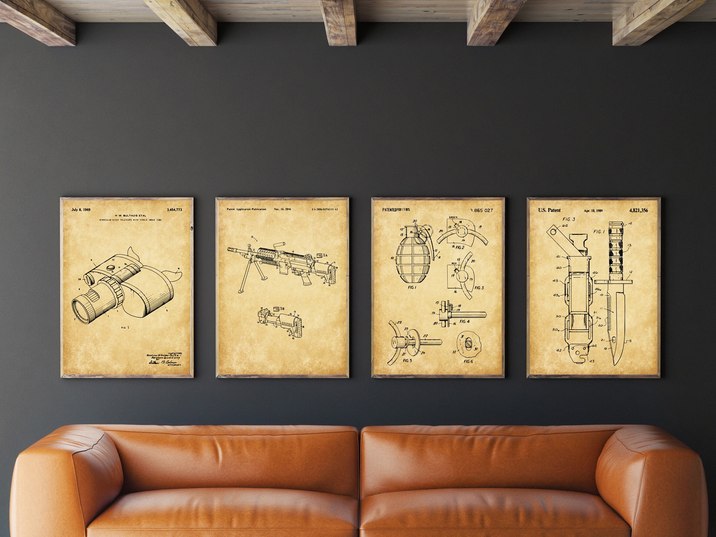 Hand Grenade-Machine Gun-Bayonet Set-4, Machine Gun Poster, - Inspire ...