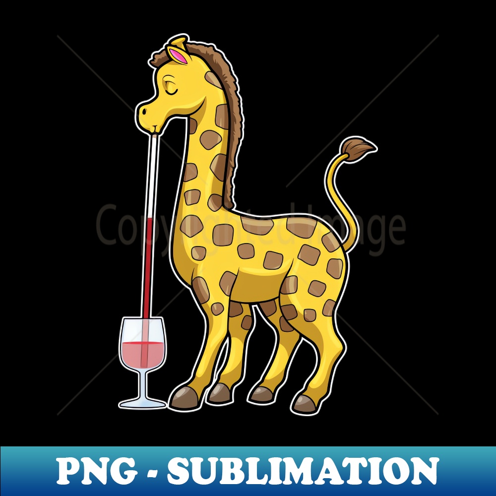 Giraffe at Party with Glass of Red wine - Trendy Sublimation | Inspire ...
