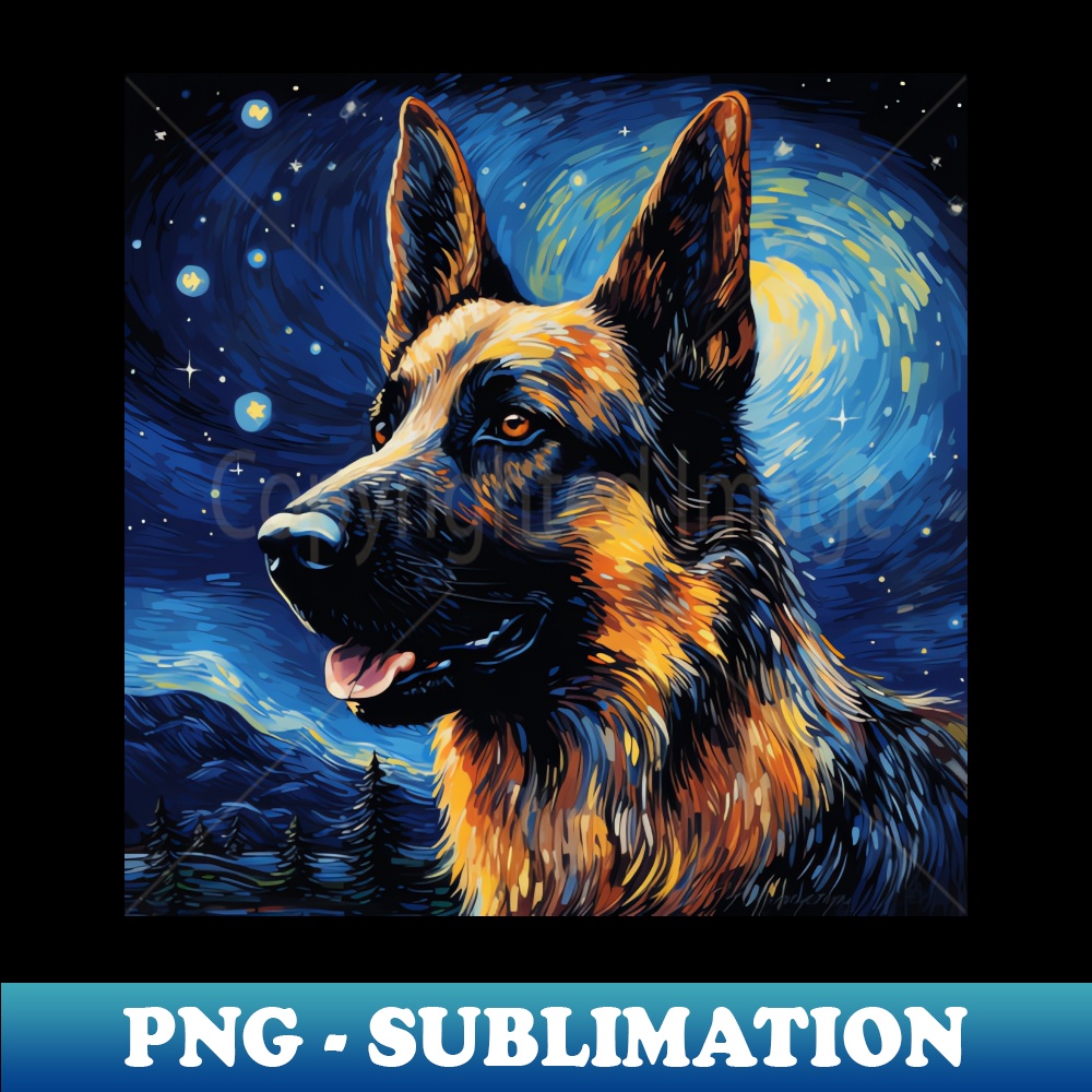 German Shepherd Painted in Starry Night Style - Elegant Subl - Inspire ...