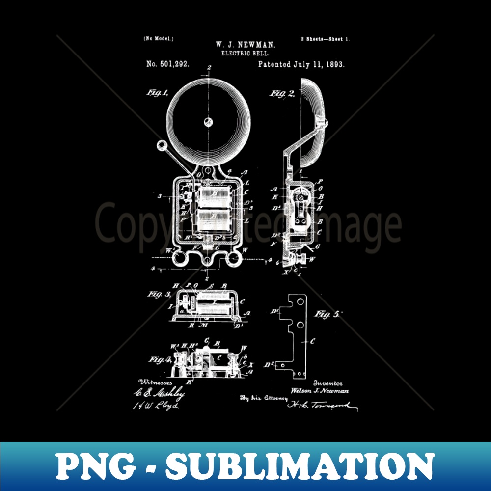 Electric bell patent 1893 fire Alarm and Fireman Gift - PNG | Inspire ...