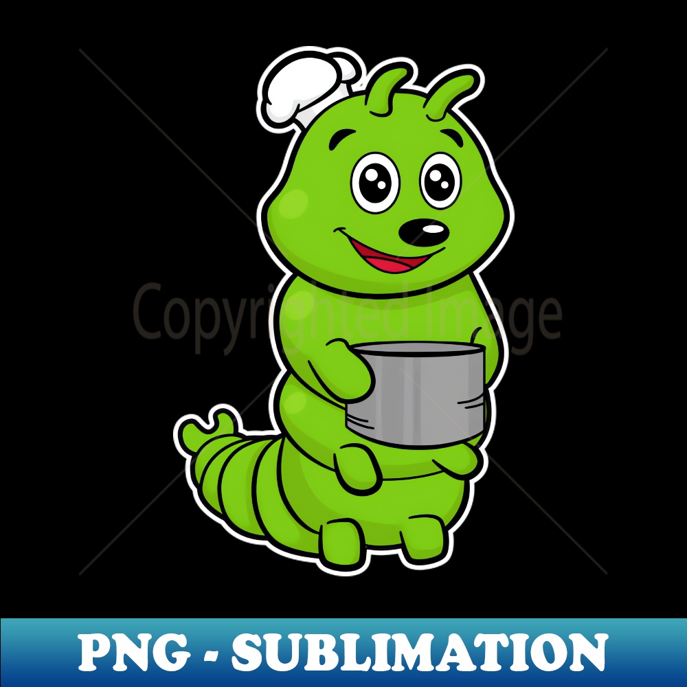 Caterpillar as Cook with Cooking pot - PNG Transparent Subli - Inspire ...