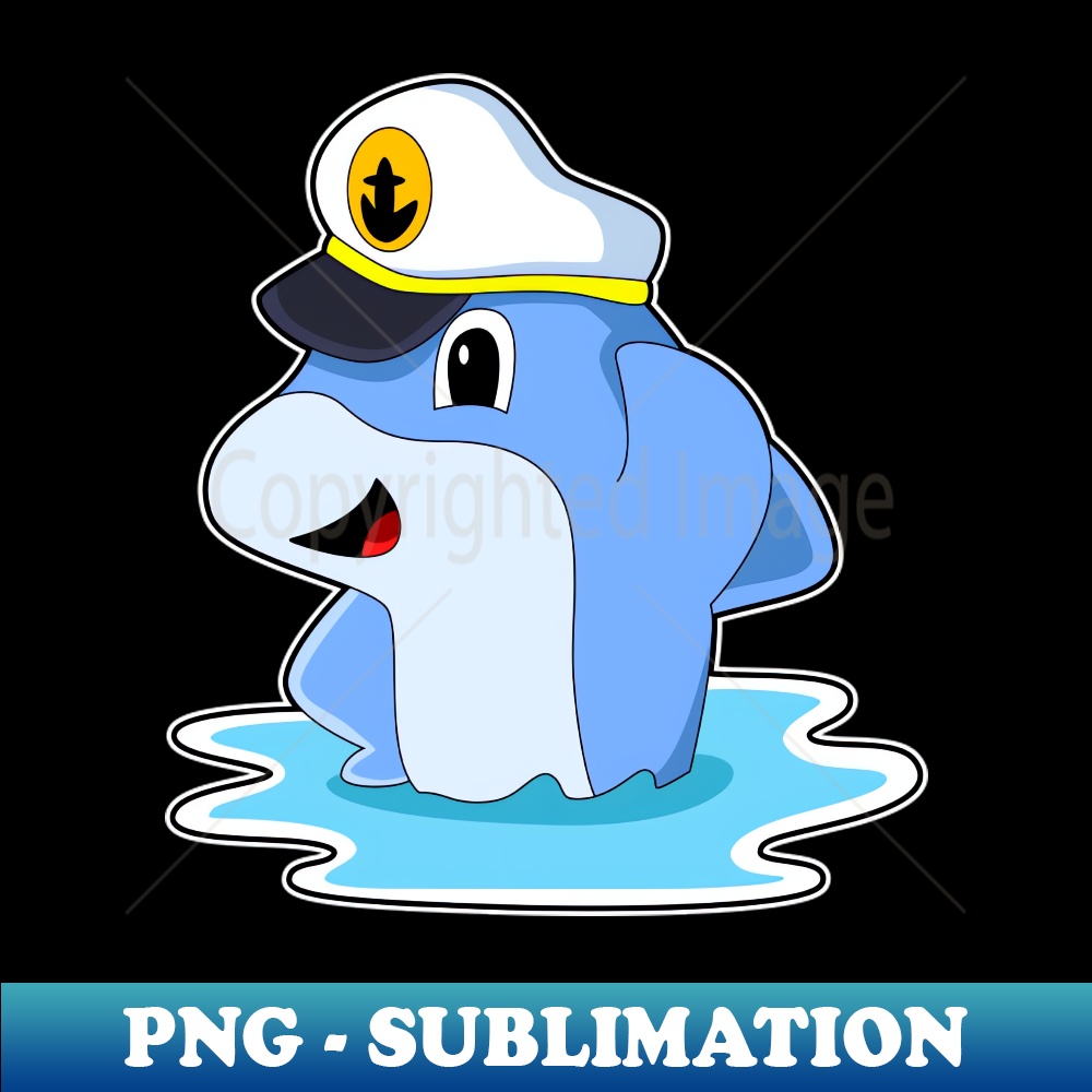 Dolphin as Captain with Hat - Vintage Sublimation PNG Downlo | Inspire ...