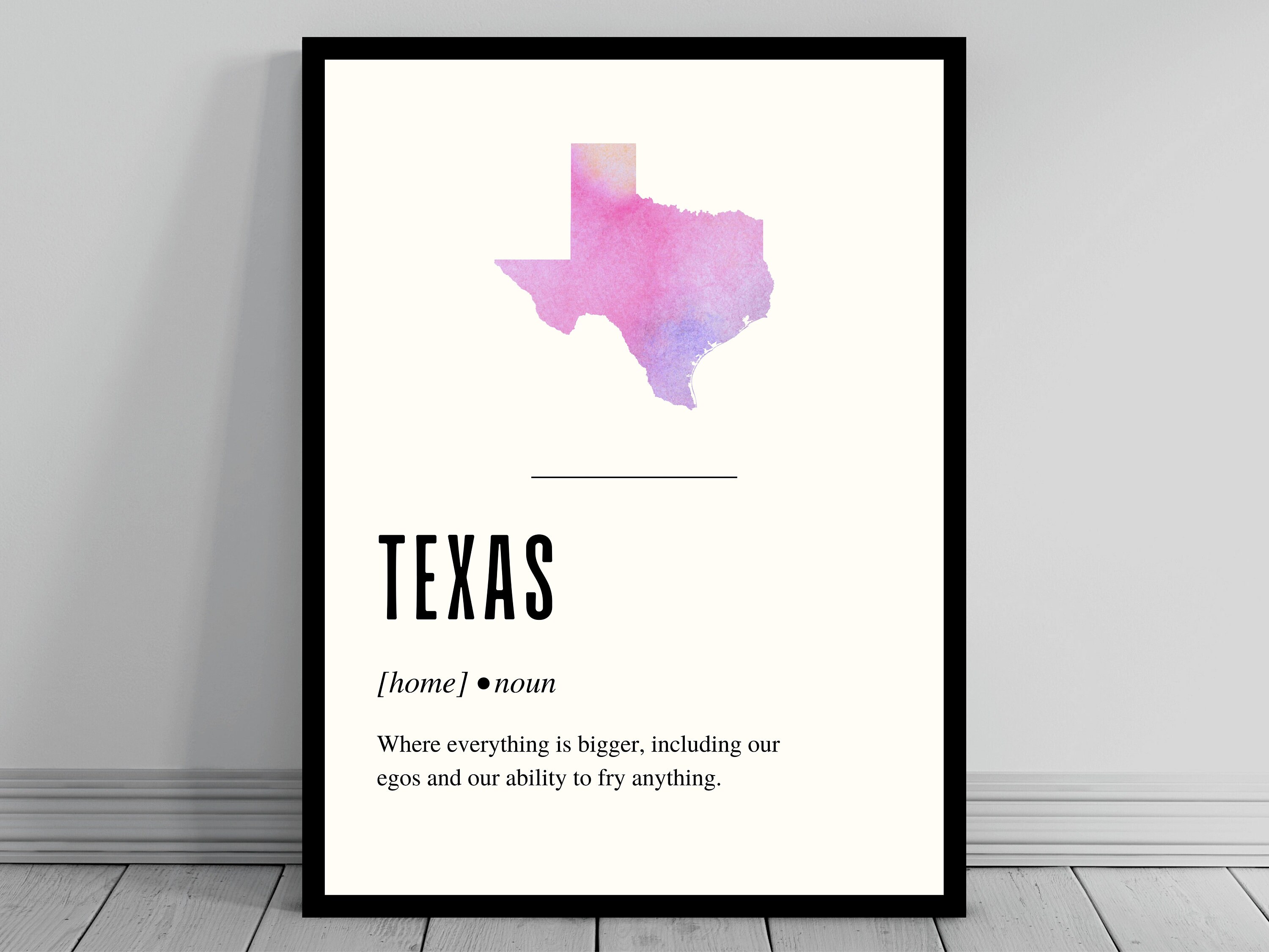 Funny Texas Definition Print Texas Poster Minimalist State | Inspire Uplift