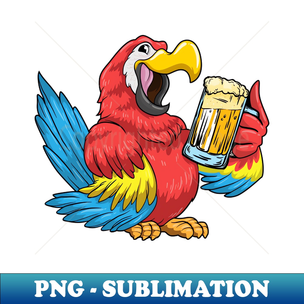 Funny parrot is drinking a beer from a mug - High-Quality PN | Inspire ...