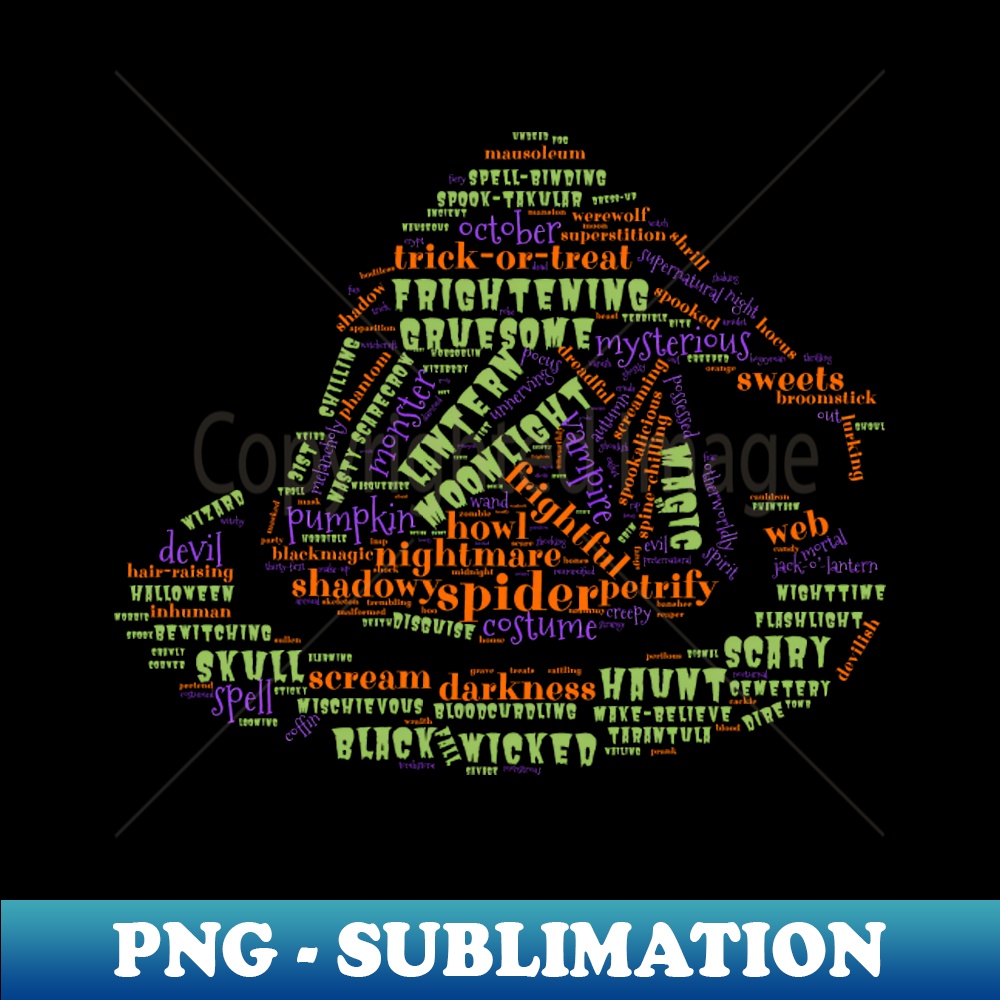Halloween Witch Hat Wordle - Instant PNG Sublimation Downloa | Inspire ...