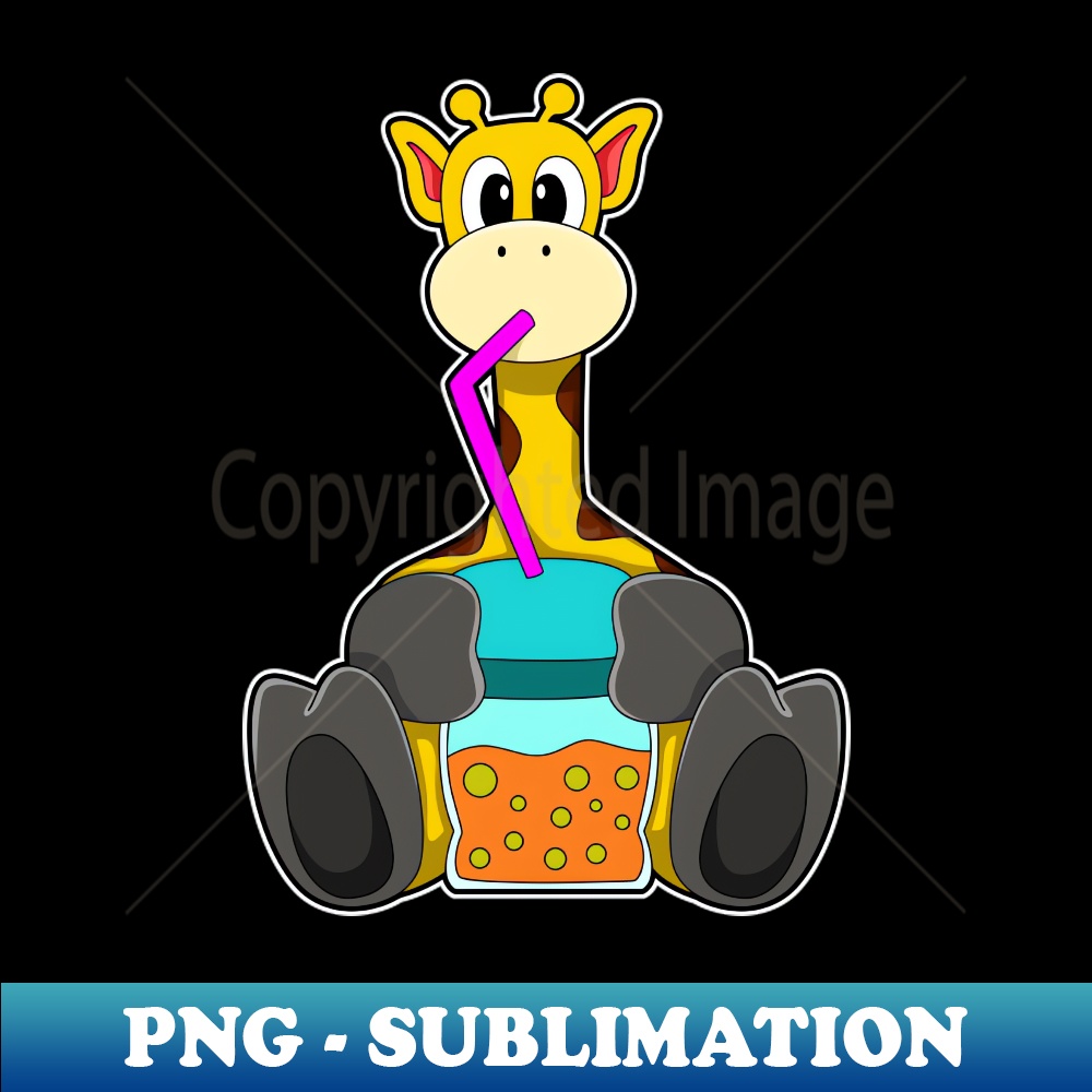 Giraffe at Drinking with Drinking straw - Exclusive PNG Subl - Inspire ...