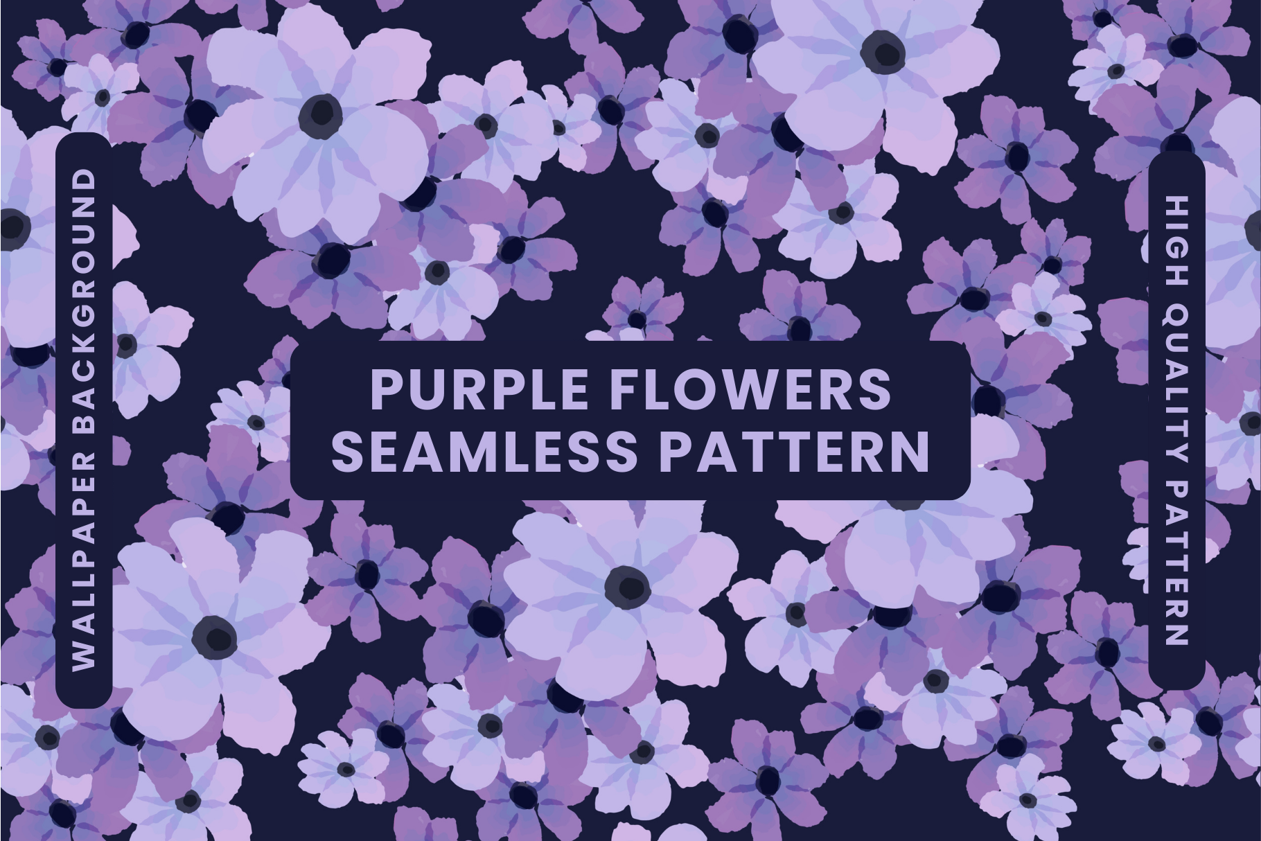 Purple Flowers Seamless Pattern PNG JPG SVG, Digital Downloa | Inspire ...