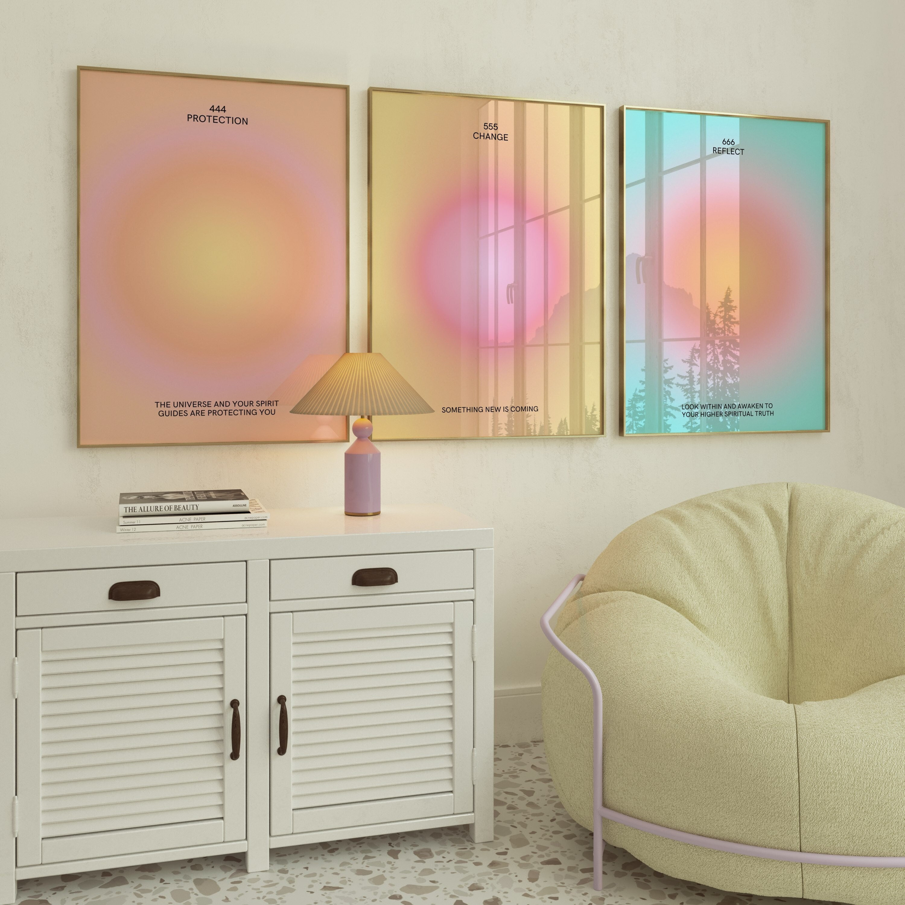 Angel Numbers Aura Poster Printable Set for 444 555 666, Pas | Inspire ...