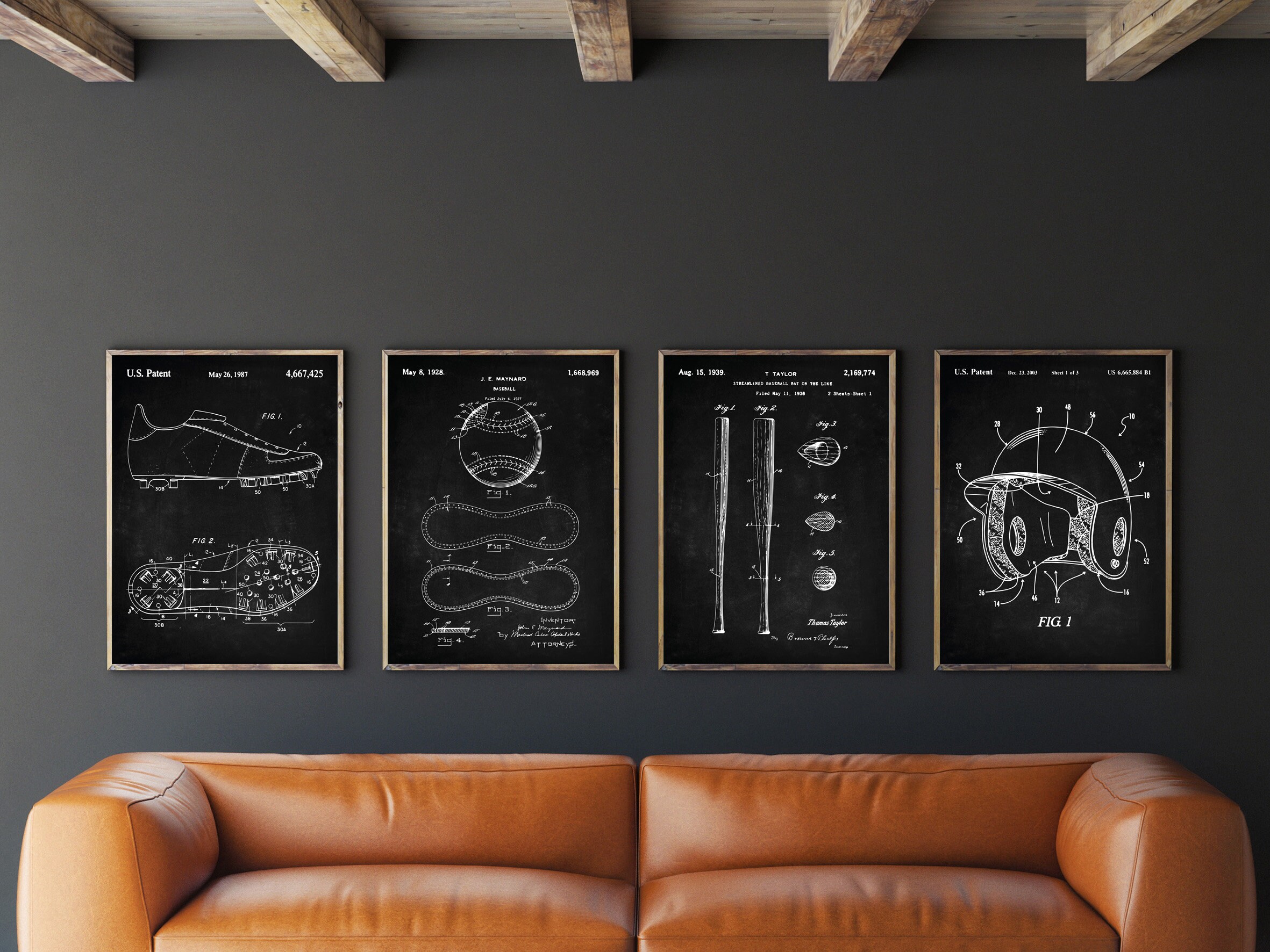 Baseball Batter Patent Set of 4, Baseball Bat Poster, Batter | Inspire ...