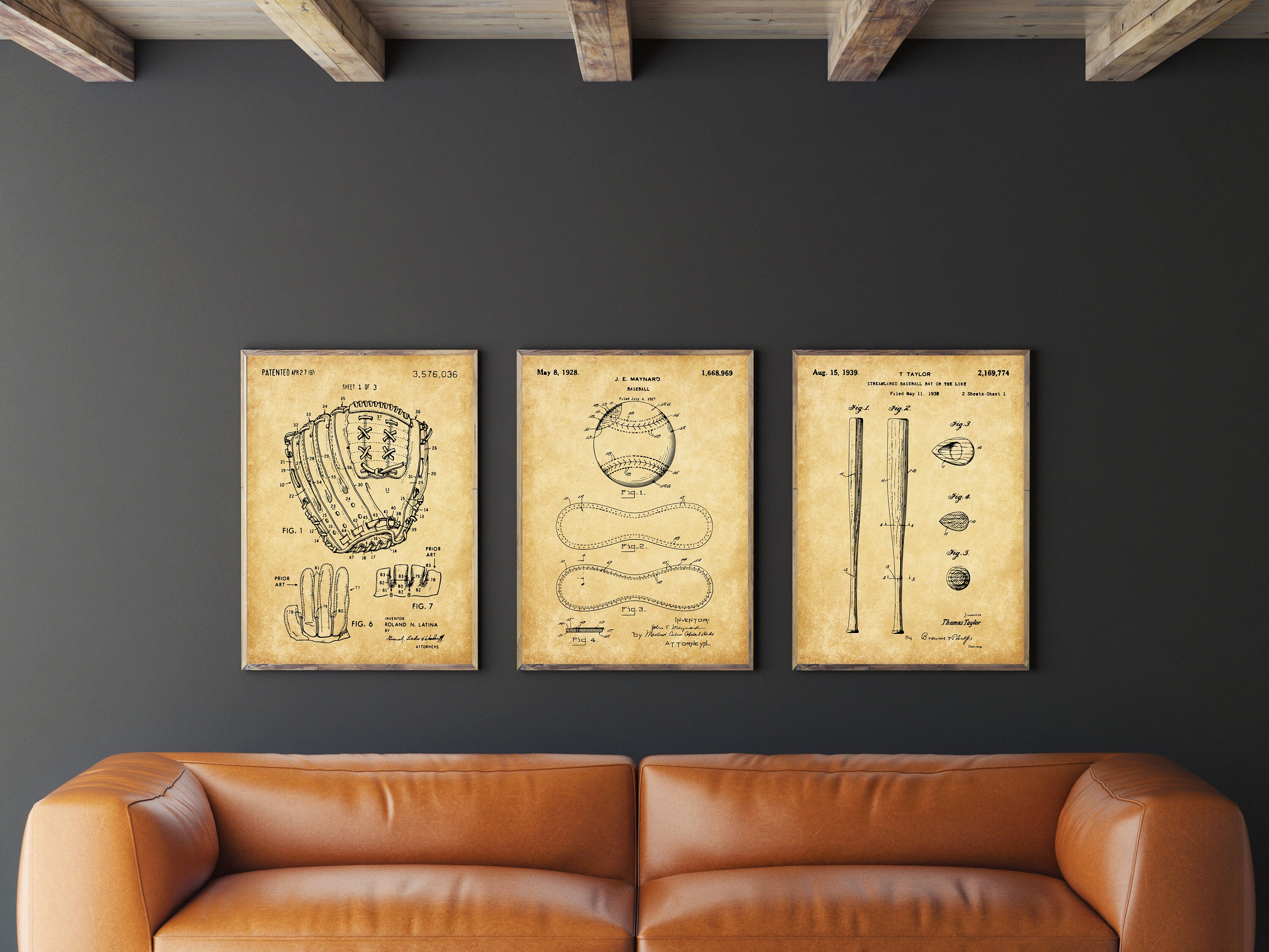 Baseball Patent Set of 3, Baseball Art, Baseball Bat Poster, | Inspire ...