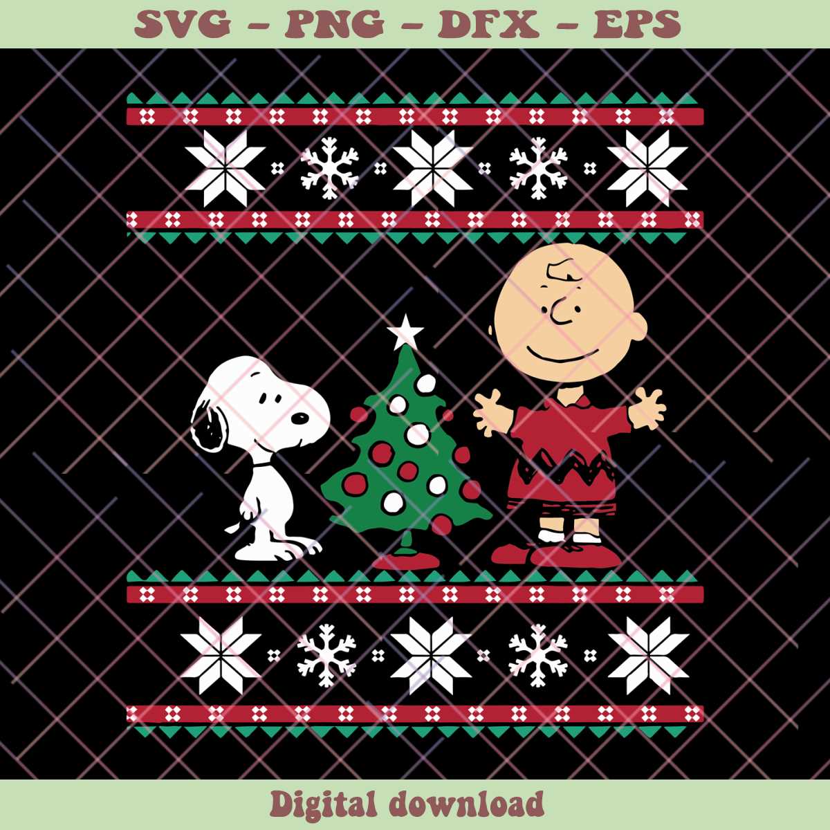 Peanuts Snoopy and Charlie Christmas Tree SVG Cricut Files | Inspire Uplift