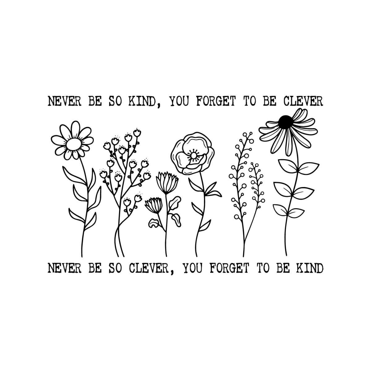 Floral Quotes Never Be So Clever You Forget To Be Kind SVG | Inspire Uplift
