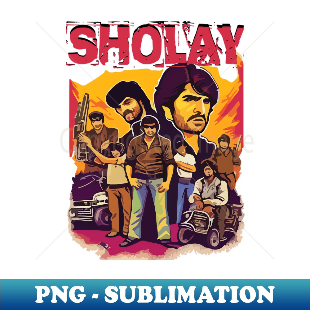 Sholay Iconic Bollywood Movie Poster - Exclusive PNG Sublima | Inspire ...