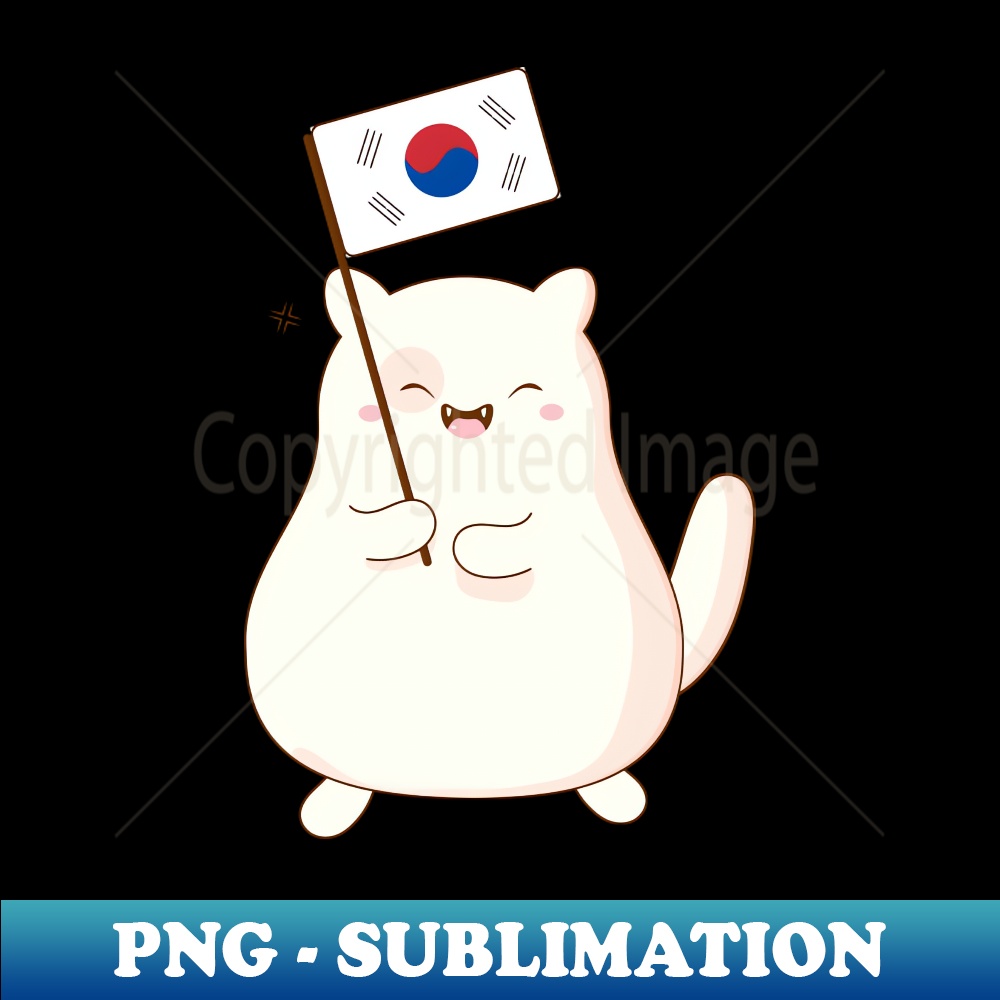 cute asian kitty holding the korean flag - Modern Sublimatio - Inspire ...