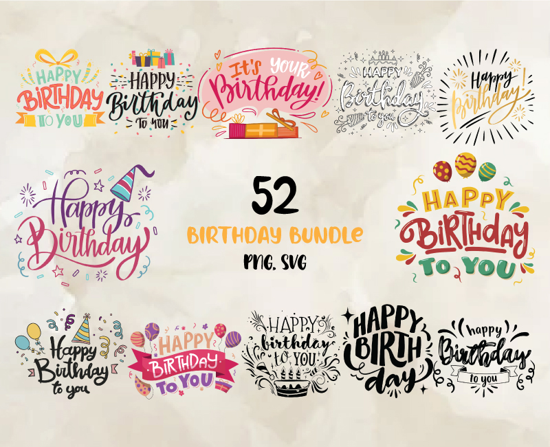 Birthday Svg Bundle 28 Design, Birthday Svg, Happy Birthday - Inspire ...