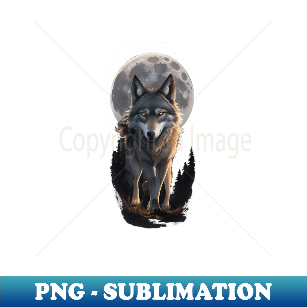 Realistic Wolf In Front Of The Moon - High-Quality PNG Subli | Inspire ...