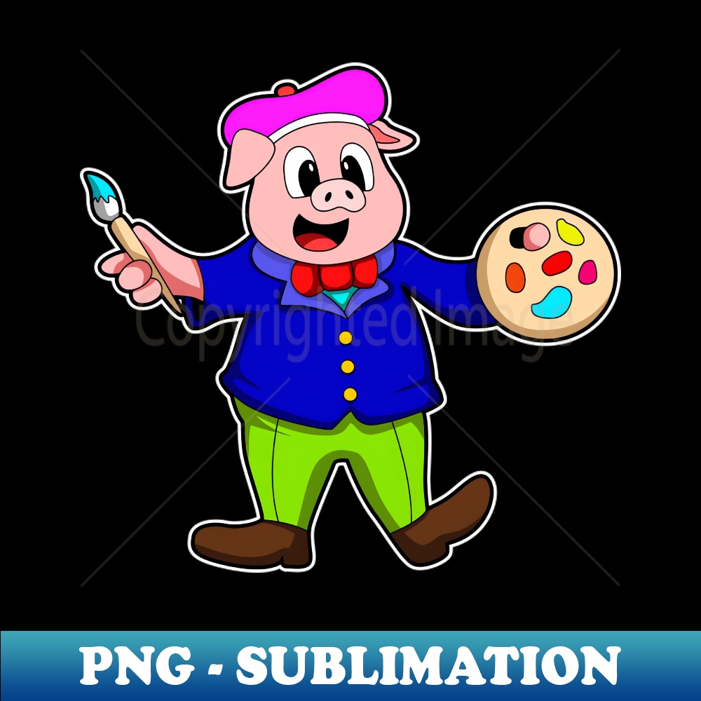 Pig as Painter with Brush Paint - Professional Sublimation | Inspire Uplift