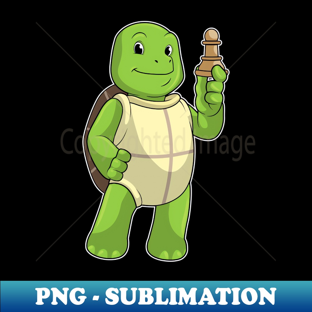 Turtle at Chess with Chess piece Pawn - Vintage Sublimation | Inspire ...