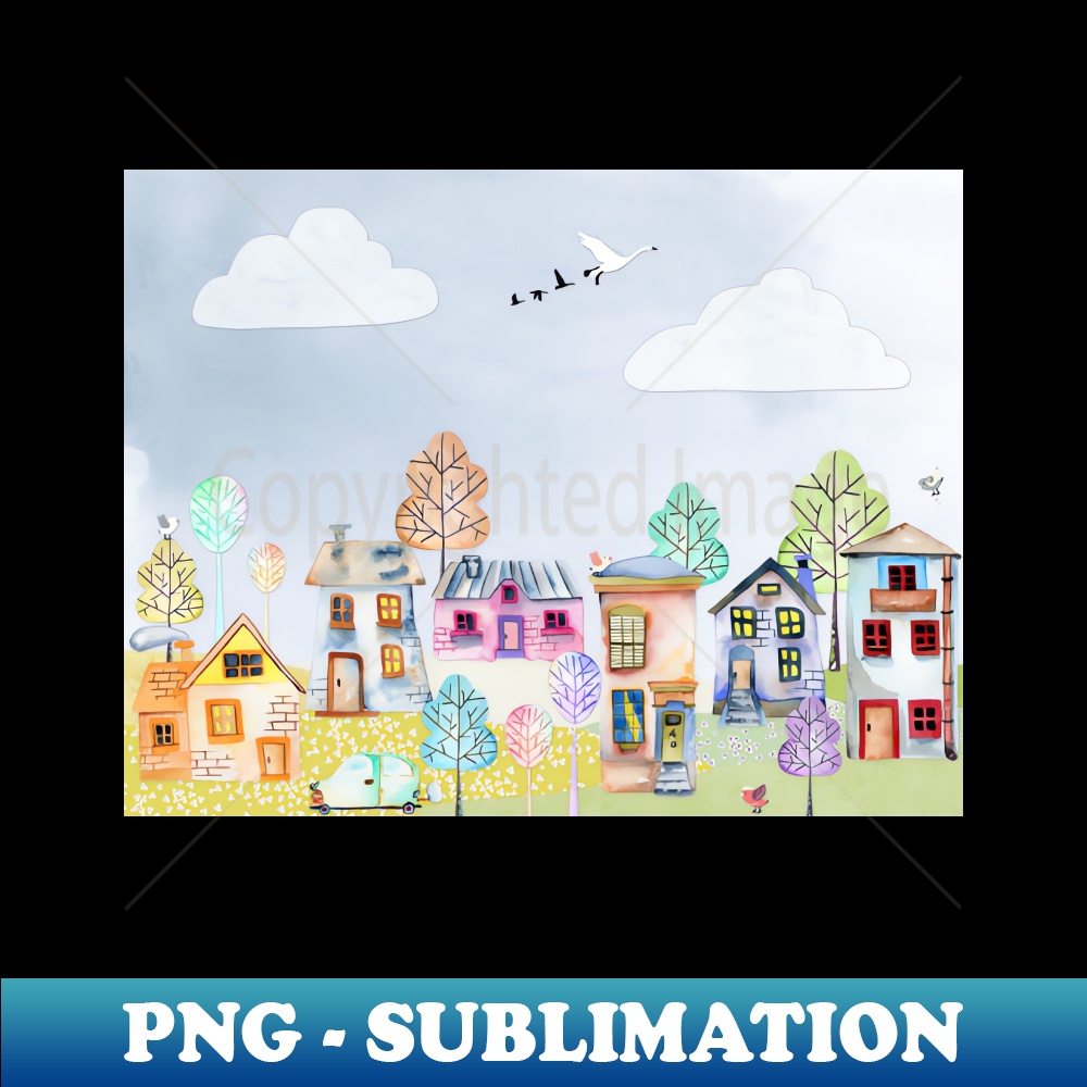 Little house landscape nave art - Creative Sublimation PNG D | Inspire ...