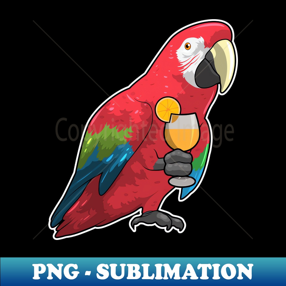 Parrot with Glass of Orange juice - Premium PNG Sublimation | Inspire ...
