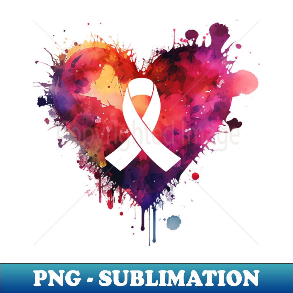 Ribbon in Center of Bold Colorful Heart - Cancer - Digital W | Inspire ...
