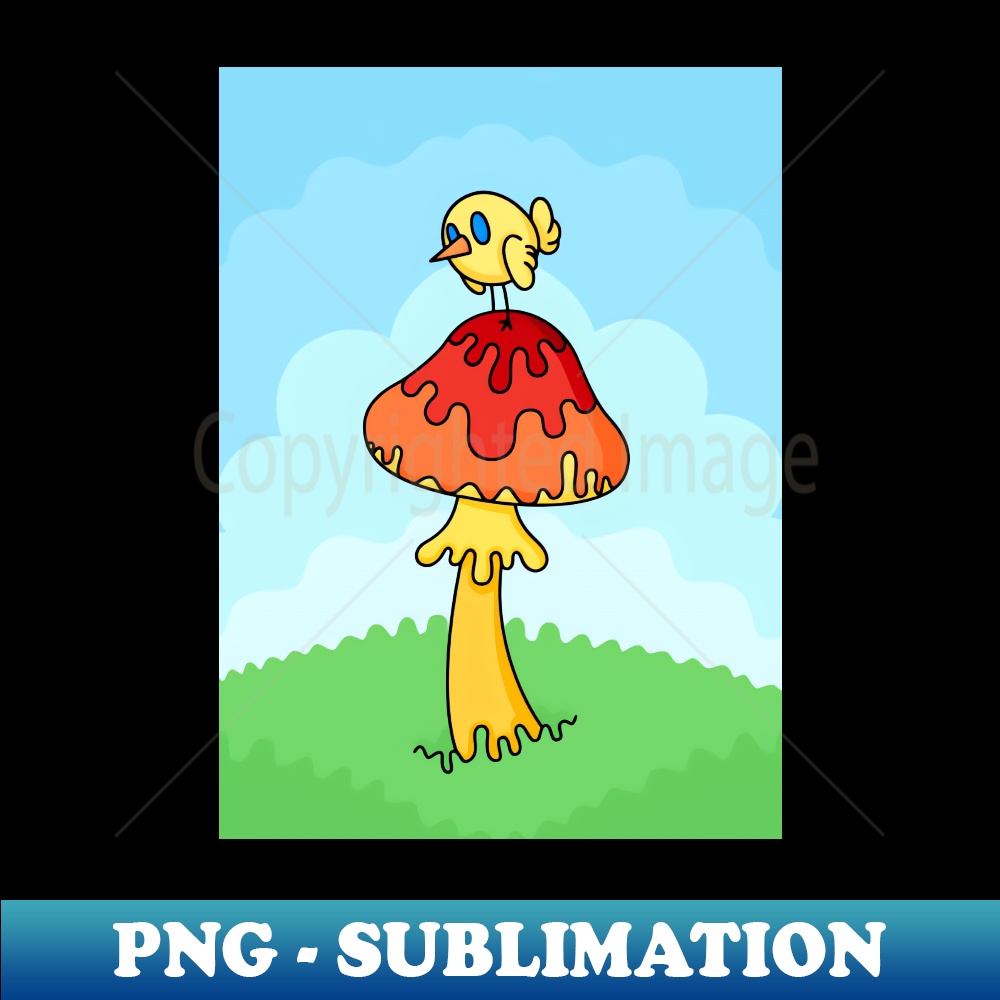 Tiny Bird On a Magical Mushroom - Aesthetic Sublimation Digi | Inspire Uplift