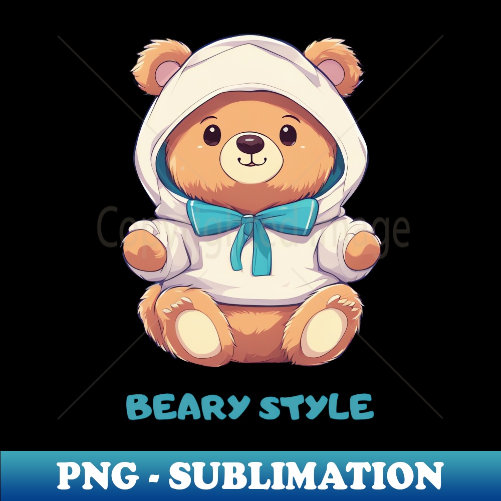 Teddy Bear in Hoodie and Bow Tie - Instant PNG Sublimation D | Inspire ...