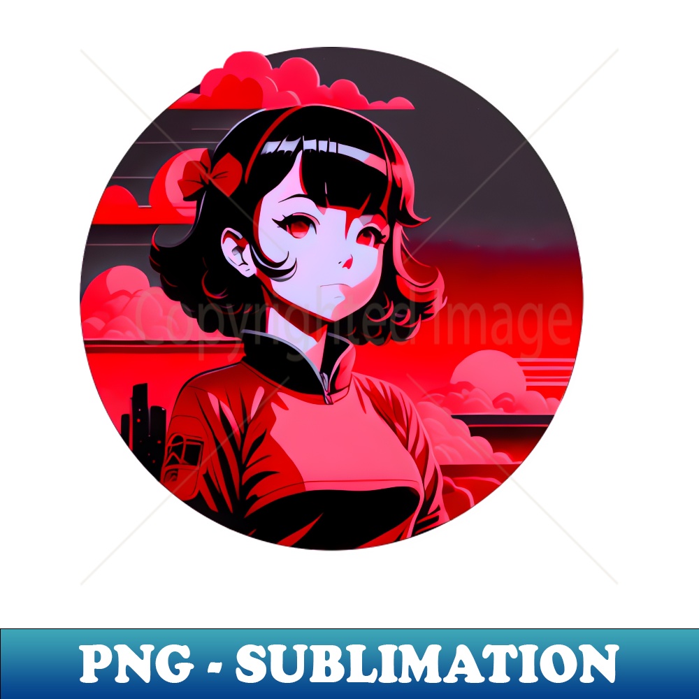 Red Retro Sunset Anime Girl miami retrowave 80s aesthetic - - Inspire ...
