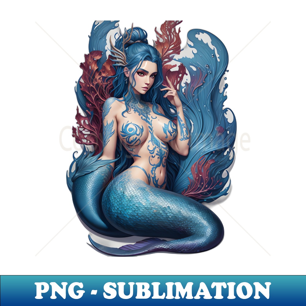 Mermaid Splash Art - Modern Sublimation PNG File - Create wi | Inspire Uplift