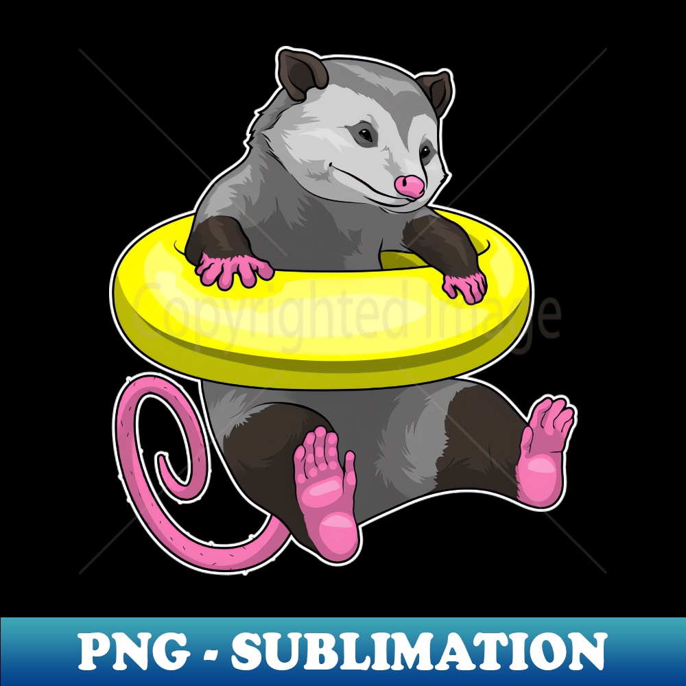 Opossum Swimming Lifebuoy - PNG Transparent Digital Download - Inspire ...