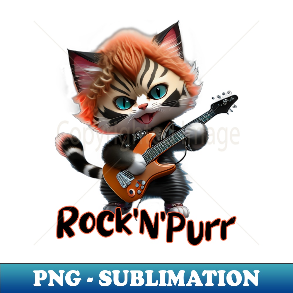 Rockn purr - musician cat - PNG Transparent Sublimation File - Inspire ...