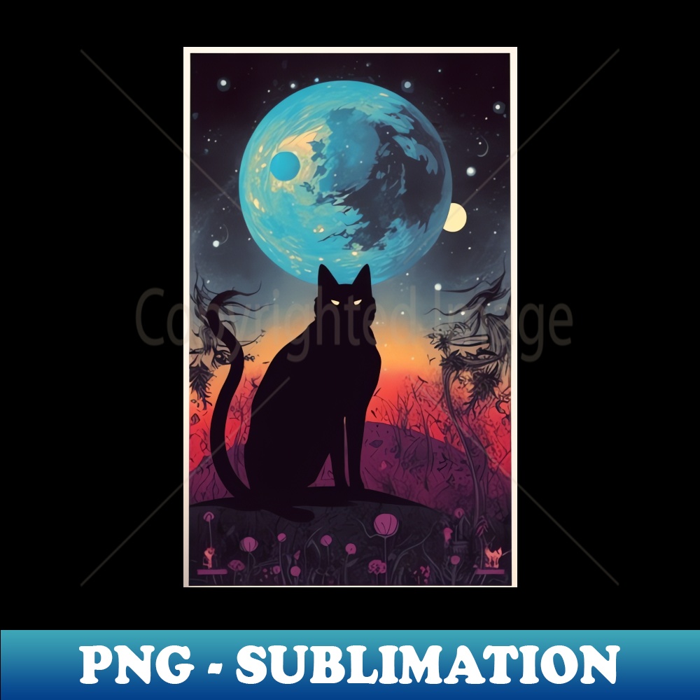 Black cat and moon - PNG Transparent Sublimation Design - Un | Inspire ...