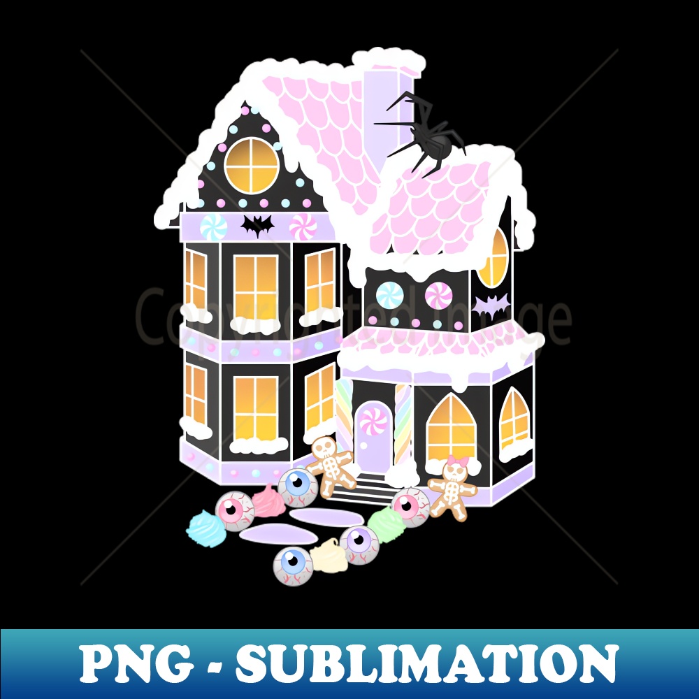 Pastel Goth Gingerbread House - PNG Transparent Sublimation | Inspire ...
