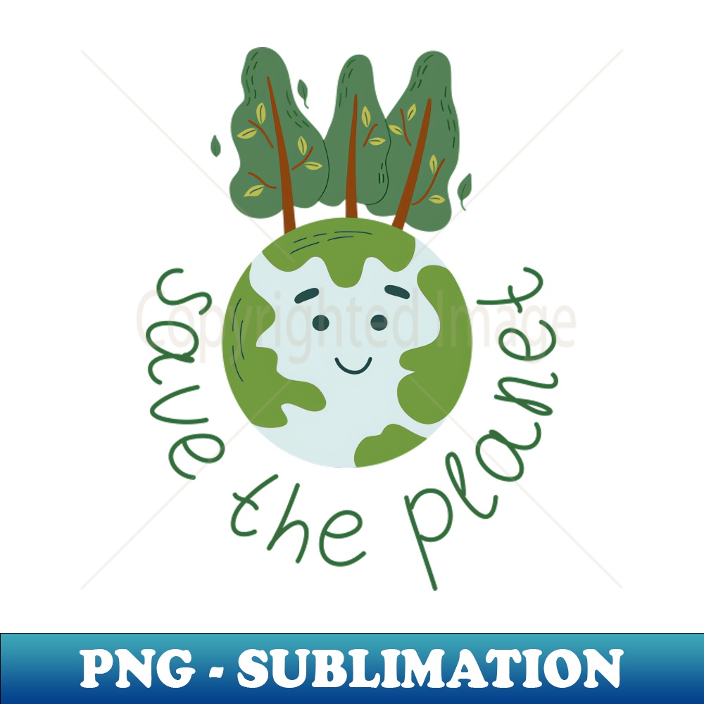Planet Earth with smiling face and trees - Instant PNG Subli - Inspire ...