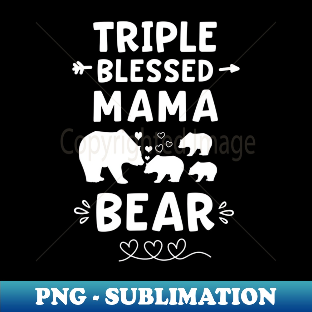 Triple Blessed Mama Bear Heart Arrow Three Baby Cubs Mom - | Inspire Uplift