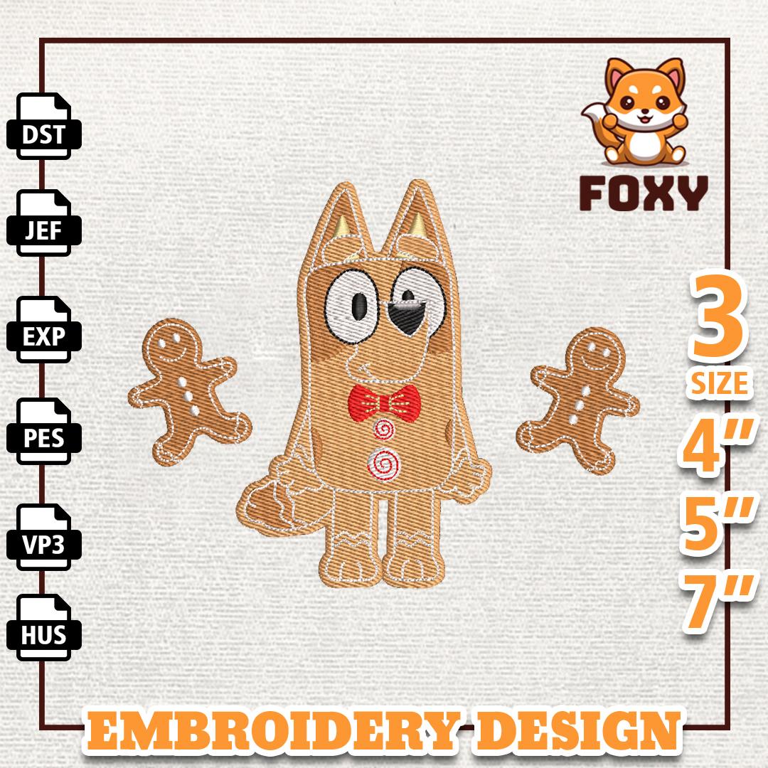 Christmas Movie Cartoon Embroidery Design, Gingerbread Blue | Inspire ...