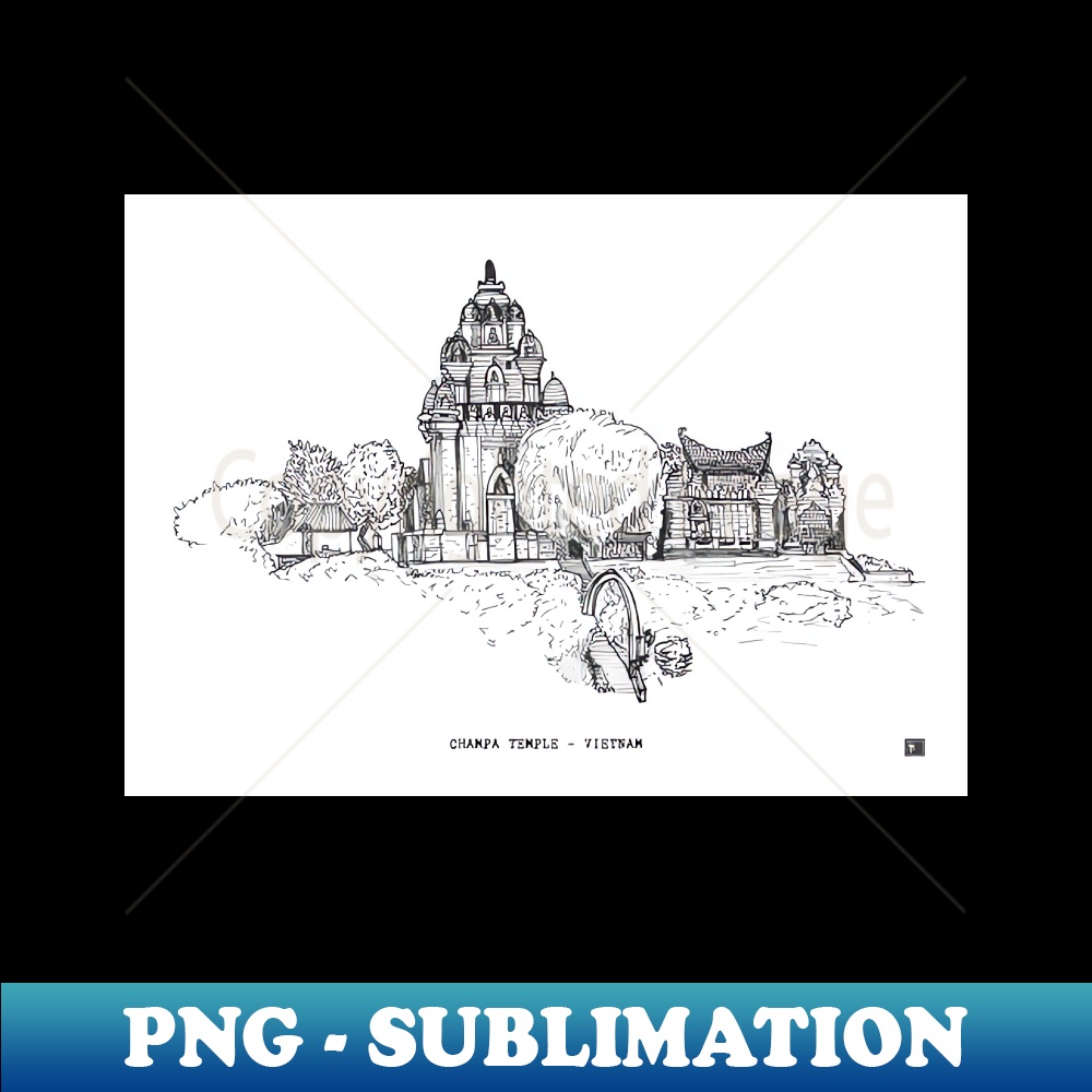 Champa Temple Vietnam Pen and Ink Illustration - Unique Subl - Inspire ...