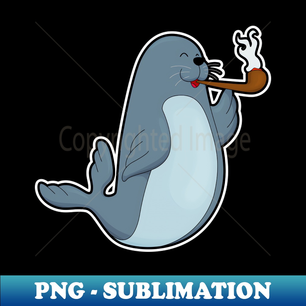Seal at Smoking with Pipe - Professional Sublimation Digital | Inspire ...