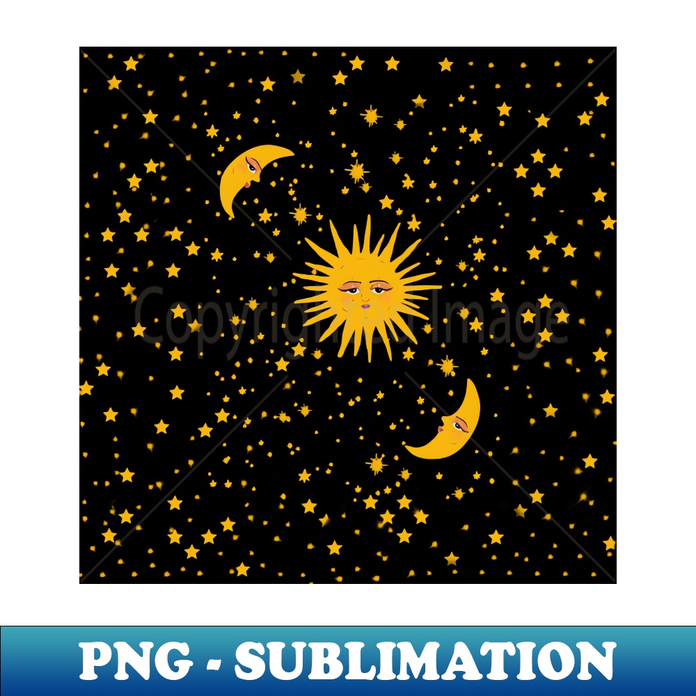 Celestial sun moon and lot of stars - PNG Transparent Sublim | Inspire ...