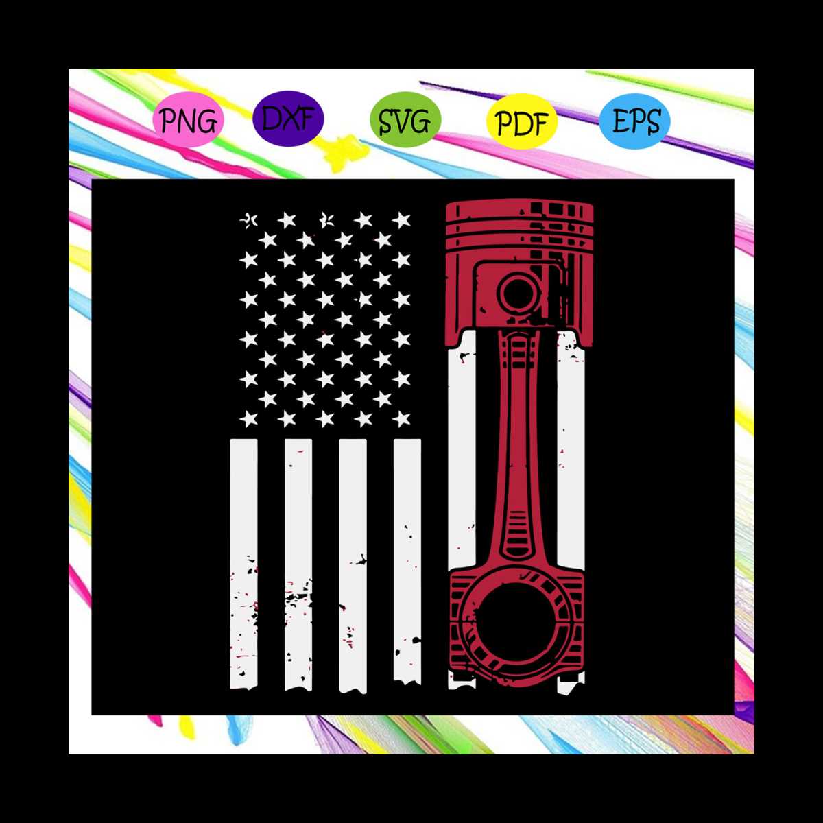 American flag piston muscle car, muscle car, piston, america | Inspire ...