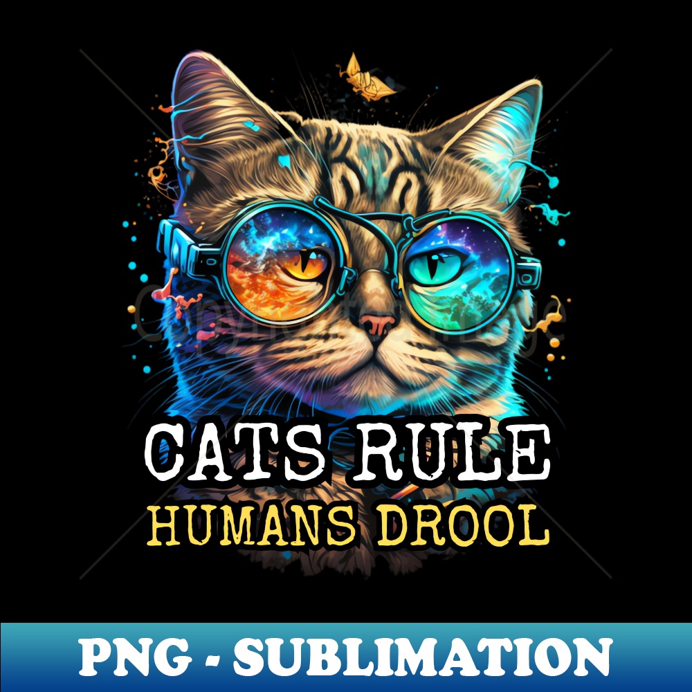 Cats Rule Humans Drool Funny Cat Merch Design - High-Resolut | Inspire ...